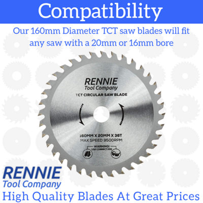 3 Pack - 160mm x 36T TCT Circular Wood Saw Blades Fits Bosch, Makita ...