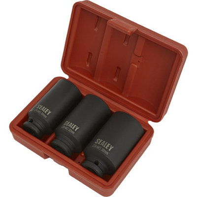 3 PACK - 30mm 32mm 36mm DEEP Impact Socket Set - 1/2" Square Drive - 12 ...