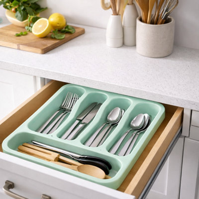 3 pack 5 Compartment Cutlery Tray Drawer Organiser Random Colour ...