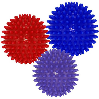 3 PACK - 7 8 & 9cm Spikey Massage Muscle Ball Roller Set - DOMS Relief ...