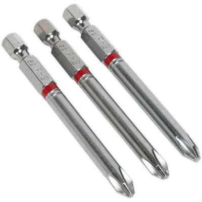 3 PACK 75mm Phillips Number 2 Colour-Coded Power Tool Bits - S2 Steel ...