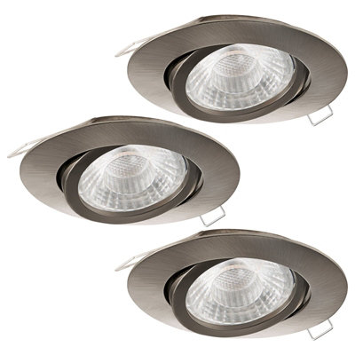 3 PACK Adjustable Ceiling Downlight Satin Nickel Cast Aluminium 5W GU10 ...