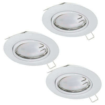 3 Pack Adjustable GU10 Flush Ceiling Downlights - White Steel Finish