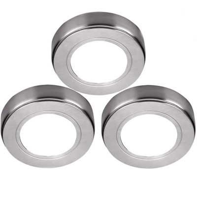 3-Pack Chrome Round Under Cabinet LED Lighting Kit - 240V Mains ...