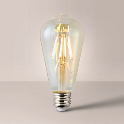 3 Pack E27 Amber Glass Bodied Pear LED 4W Warm White 1800K 240lm Light Bulb
