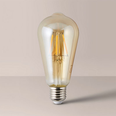 3 Pack E27 Amber Glass Bodied Pear LED 4W Warm White 1800K 240lm Light Bulb