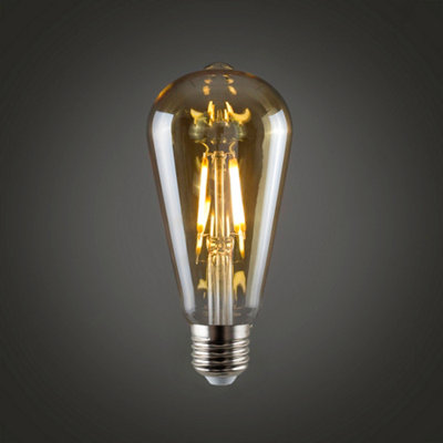 3 Pack E27 Amber Glass Bodied Pear LED 4W Warm White 1800K 240lm Light Bulb