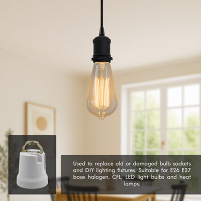 3 Pack E27 Bulb Holder Ceramic Porcelain Edison Screw Lamp Holder for ...