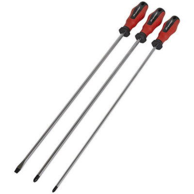 3 PACK EXTRA LONG REACH Screwdriver Set - Premium S2 Steel Slotted ...