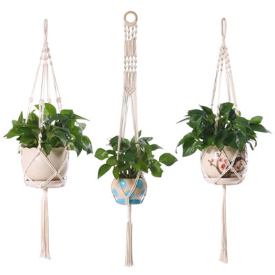 3 Pack Hanging Basket Indoor Outdoor Hanging Plant Pots with 3 Hooks
