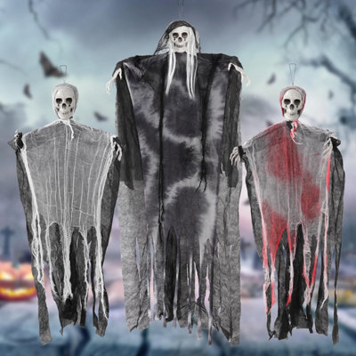 3 Pack Hanging Halloween Decorations - Scary Skeleton Ghosts, Outdoor ...