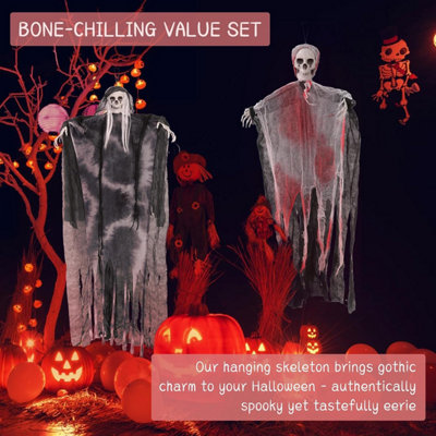 3 Pack Hanging Halloween Decorations - Scary Skeleton Ghosts, Outdoor ...
