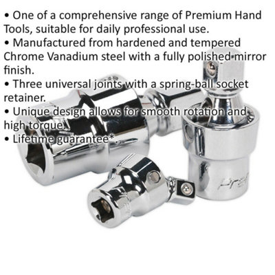 3 PACK Male to Female Socket Joint Adapter Size Converters - Angle ...
