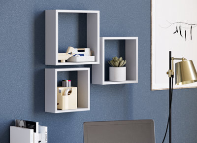 3 Pack Of Wall Cubes White Matte