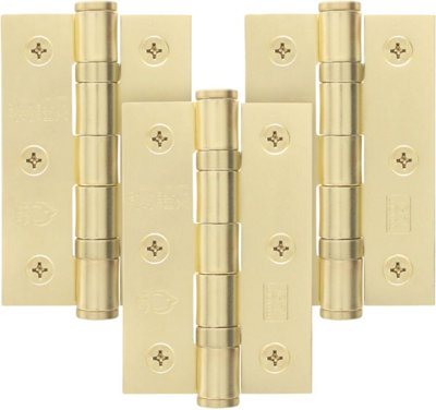 3 Pack Polished Gold Ball Bearing Hinges Heavy Duty Steel Door Hinges ...