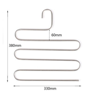3 Pack S-Shape 5-Layer Stainless Steel Trouser Hangers - Space Saver