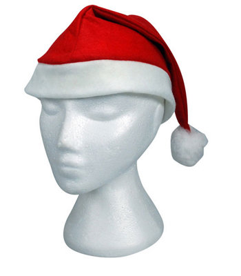 3 Pack Traditional Santa / Father Christmas Hats with Bobble Xmas ...