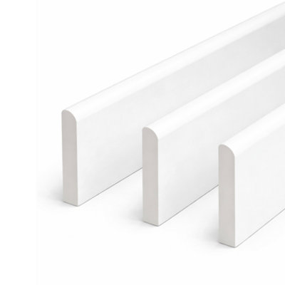 3 Pack White uPVC D-Mould Trim 45mm x 1m, Rigid Plastic Finishing Strip ...