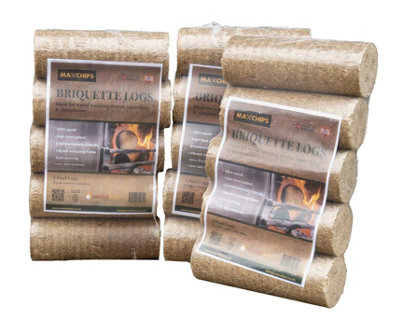 3 Packs of Maxchips Briquette Logs Ultra Dry Heat Logs. Long-Burning ...