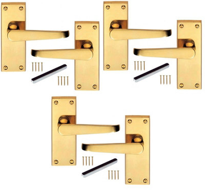 3 Pairs Golden Grace Victorian Straight Lever Latch Internal Door ...