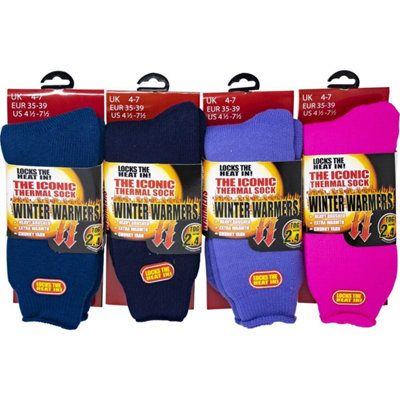 3 Pairs Winter Warmer Socks Thermal Warm Coloured Thick Wool 4-7 Unisex ...