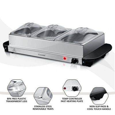 3 Pan Food Warmer Buffet Server Hot Plate 3 Tray Adjustable Temperature ...
