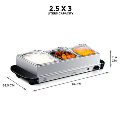 3 Pan Food Warmer Buffet Server Hot Plate 3 Tray Adjustable Temperature ...