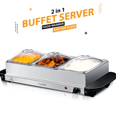 3 Pan Food Warmer Buffet Server Hot Plate 3 Tray Adjustable Temperature ...