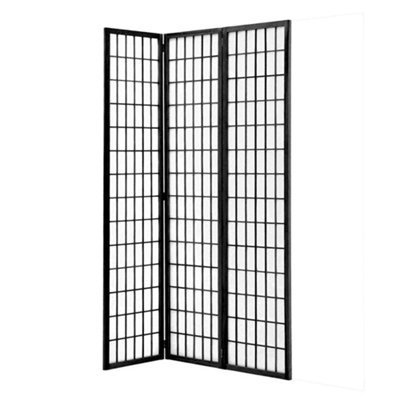3 Panel Black Wooden Folding Room Divider Privacy Screen Room Partition ...