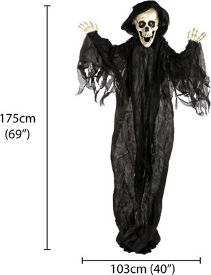3 Pcs HALLOWEEN SKULL REAPER DECORATION PROP ANIMATED SOUND ACTIVATED ...
