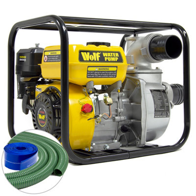 3" Petrol Water Pump Wolf 6.5 HP, Self-Priming with 5m & 10m Hoses ...