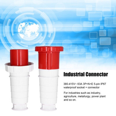 3-Phase 5-Core Waterproof Industrial Aviation Plug Connector 380V/415V ...