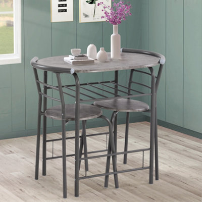 3-Piece Dining Table Chair Set with Compact Space Wooden Steel Frame ...