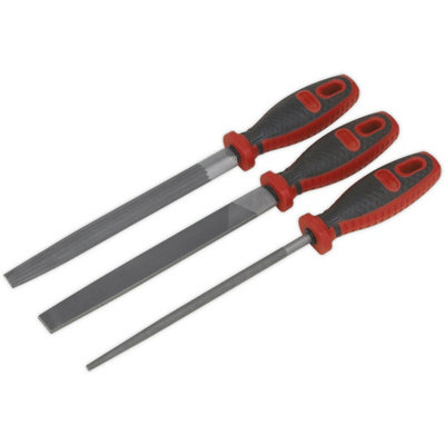 3 Piece Engineers 200mm File Set - Flat Half-Round and Round - Double ...