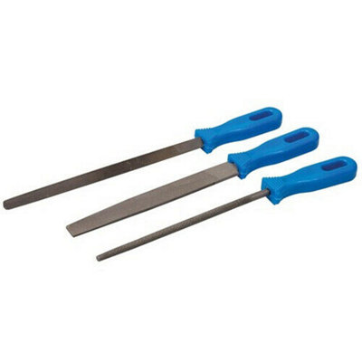 3 Piece File Set Flat Round & 3 Square Hardened Steel Tool Smooth ...