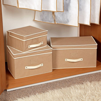 3 Piece Flatpack Storage Set - Space Saving Collapsible Foldable ...