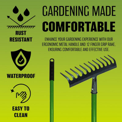 3 Piece Garden Digging Spade Border Fork & Lawn Rake Gardening Soil ...