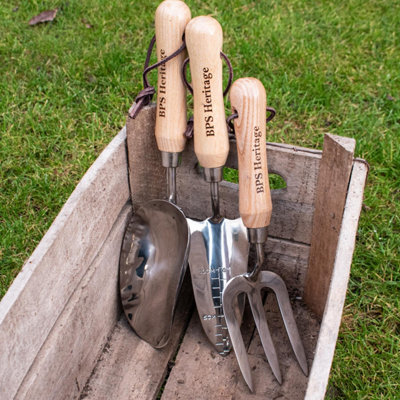 3 Piece Hand Tool Set - BPS Heritage Stainless Steel Garden Tools