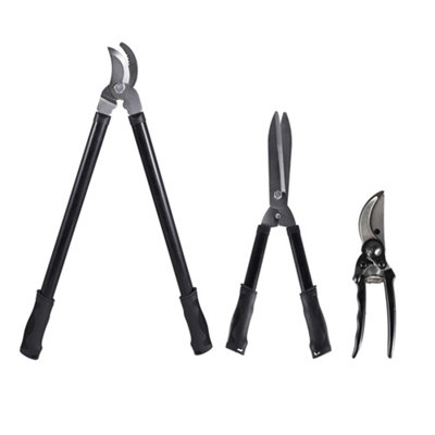 3-Piece Heavy Duty Garden Pruning Tool Set- Lopper, Hedge Shears ...