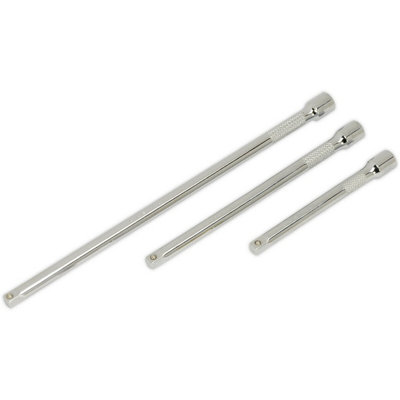 3 Piece Knurled Extension Bar Set - 1/4" Sq Drive - Spring-Ball Socket ...
