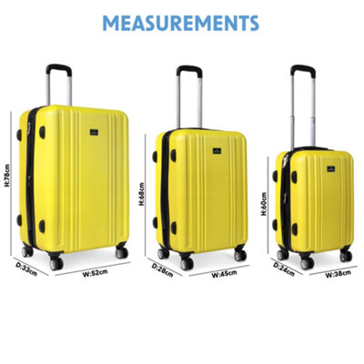 3-PIECE LIGHTWEIGHT ABS LUGGAGE SET IN YELLOW - STYLISH TRAVEL SUITCASES