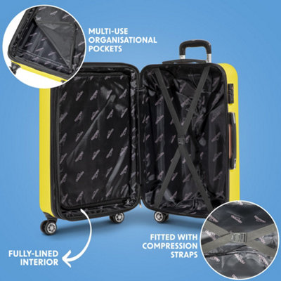3-PIECE LIGHTWEIGHT ABS LUGGAGE SET IN YELLOW - STYLISH TRAVEL SUITCASES