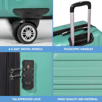 3-Piece Lightweight Teal ABS Luggage Set with Spinner Wheels - Travel ...