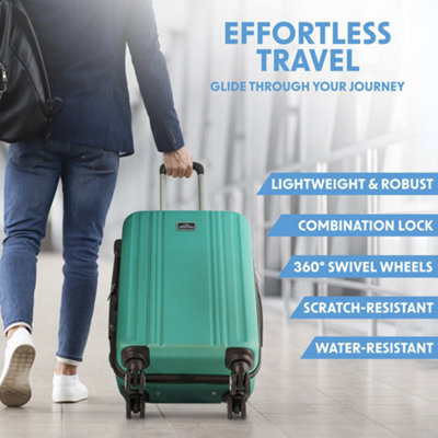 3-Piece Lightweight Teal ABS Luggage Set with Spinner Wheels - Travel ...