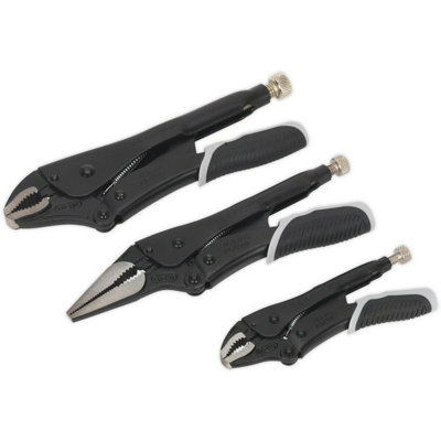 3 Piece Locking Pliers Set with Quick Release - Curved and Long Nose ...