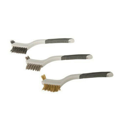 3 Piece Mini Wire Brush Set Nylon Brass Stainless Steel Remove Paint ...