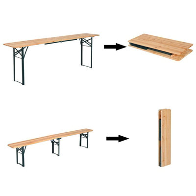 3-Piece Natural Garden Foldable Wooden Table Bench Furniture Set ...