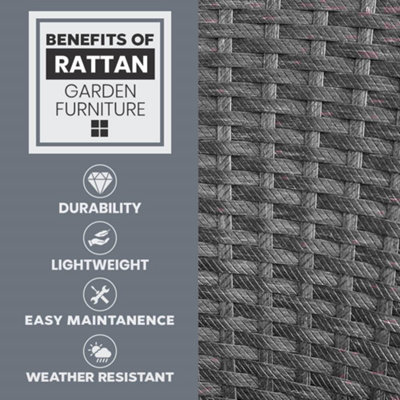 3 Piece Rattan Bistro Garden Egg Set - Grey | DIY at B&Q