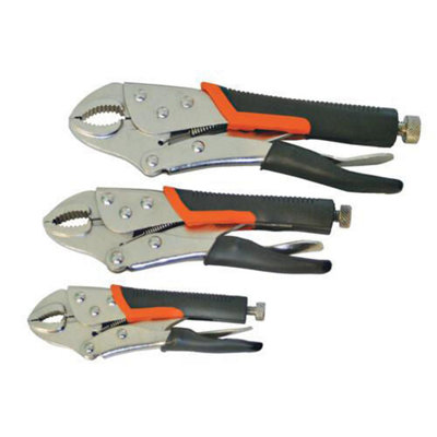 3 Piece Self Locking Soft Grip Plier Set 130mm 170mm 210mm Quick ...