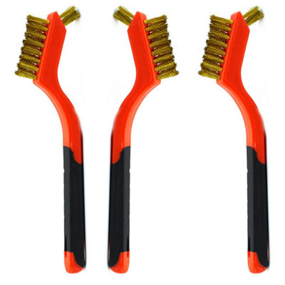 3-Piece Small Brass Wire Cleaning Brushes for Rust Removal from Holes